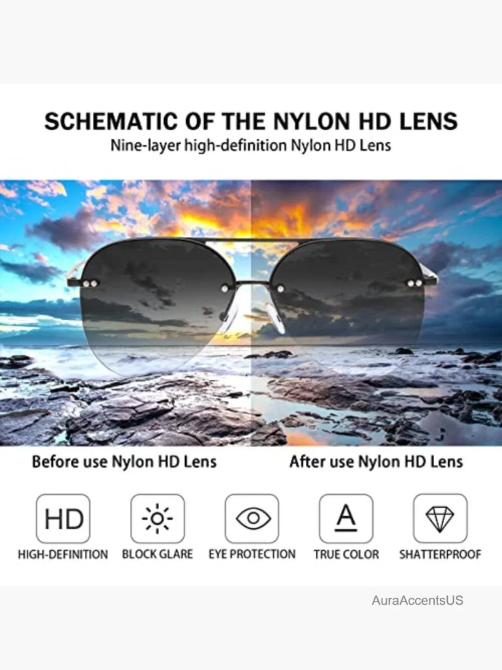 Accessories | Retro Rimless Aviator Sunglasses Oversized Uv40 Polarized ...